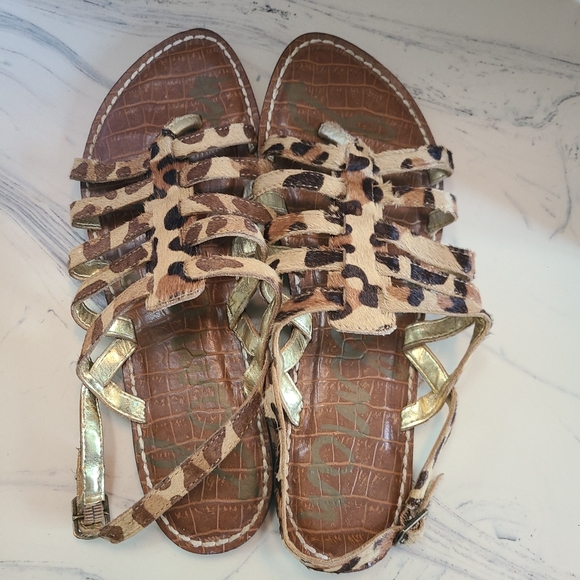 Sam Edelman | Shoes | Sam Edelman Strappy Comfort Leopard Print Wife ...
